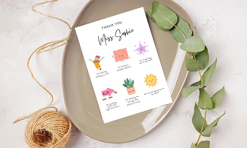 Editable Teacher Appreciation Card: Printable Thank You Note (canva ...