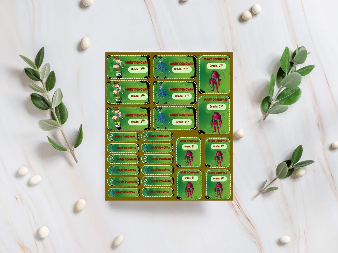 Editable Ben 10 Name Tags: Printable Classroom Labels (canva Template ...