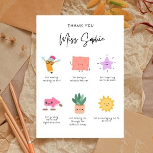 Editable Teacher Appreciation Card: Printable Thank You Note (canva ...