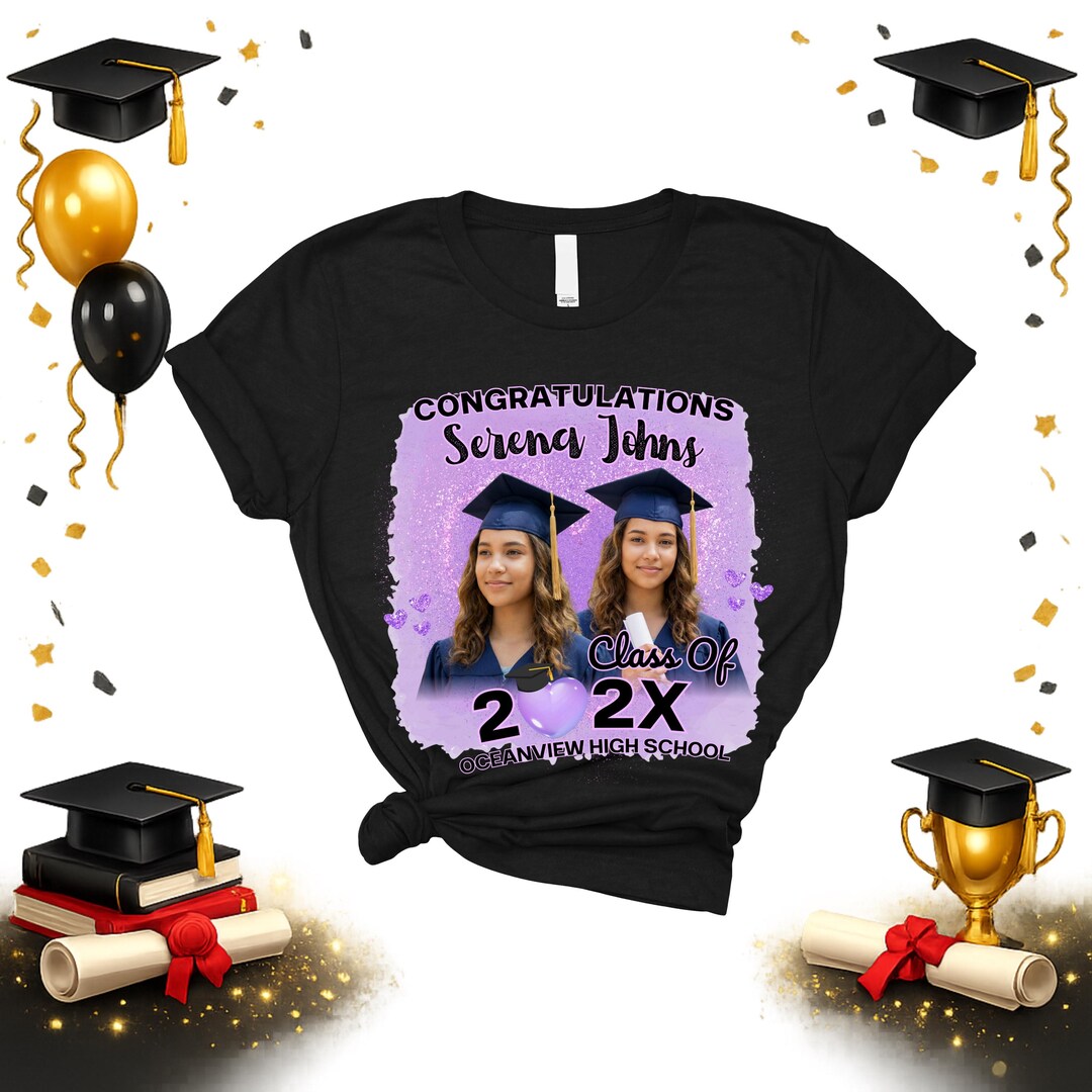 Personalized Graduation Shirt, Class of 202X Photo Tee, Custom Grad ...