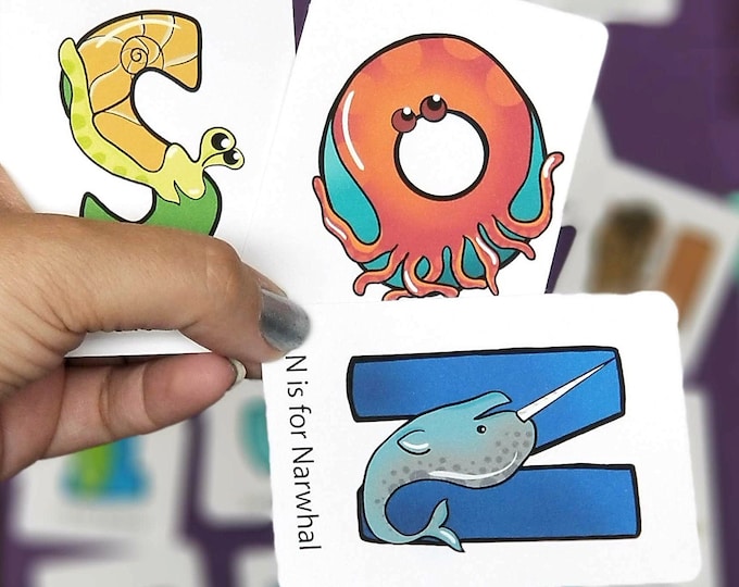 Alphabet Cards Game Printable ABC Animals Old Maid Memory - Etsy