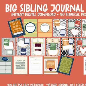 Big Sibling Journal for Kids - Printable Photo Book and Big Sister or ...
