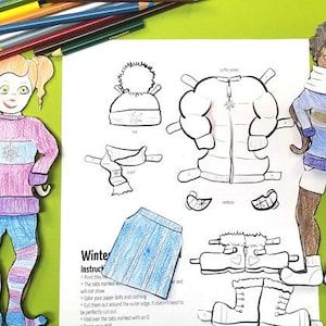 Printable Paper Dolls DUO Boy and Girl- Winter Coloring Pages Paper ...