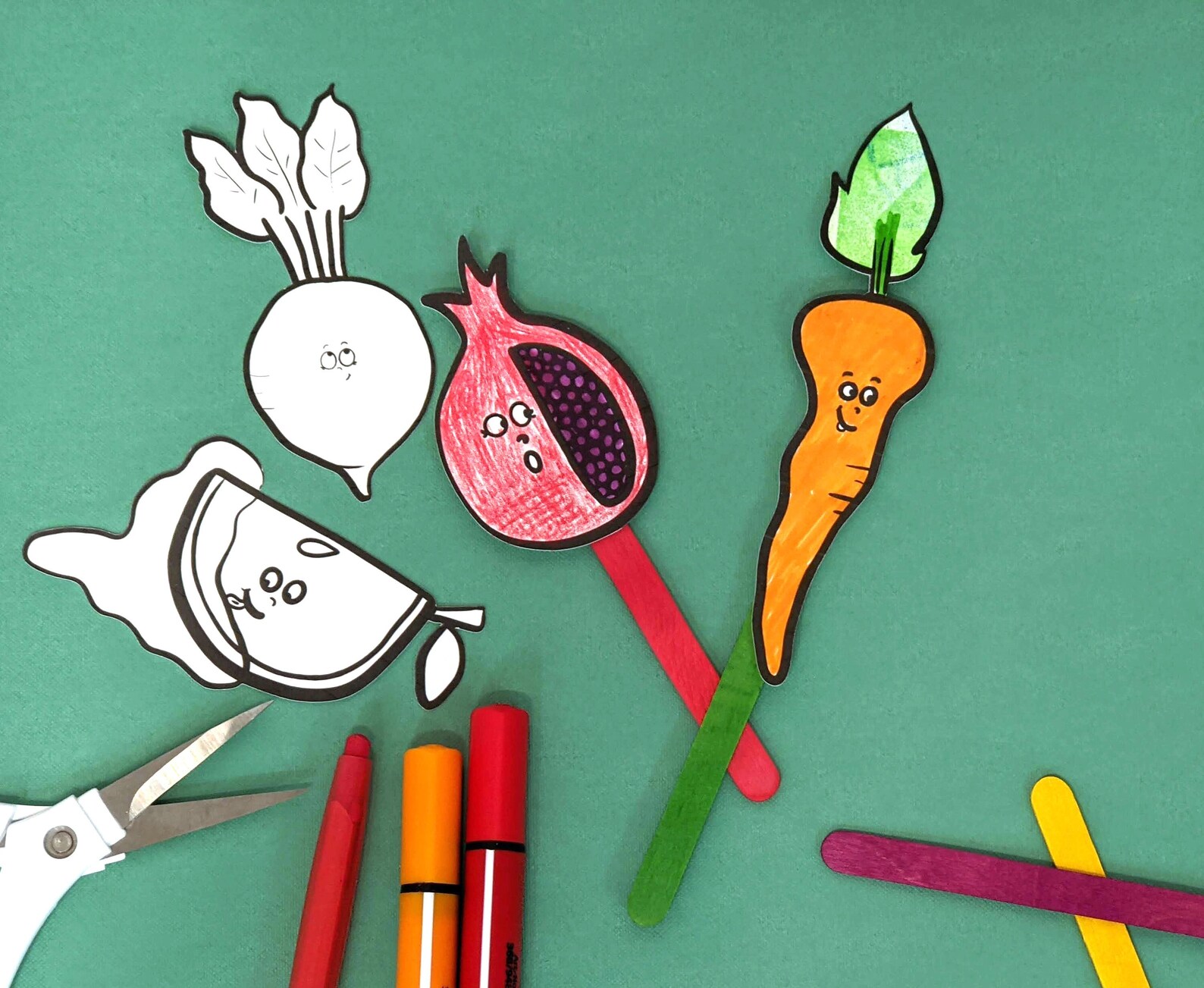 Rosh Hashanah Craft and Coloring Pages Simanim Puppets for - Etsy