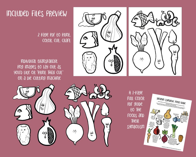 Rosh Hashanah Craft and Coloring Pages | Simanim Puppets for Kids ...