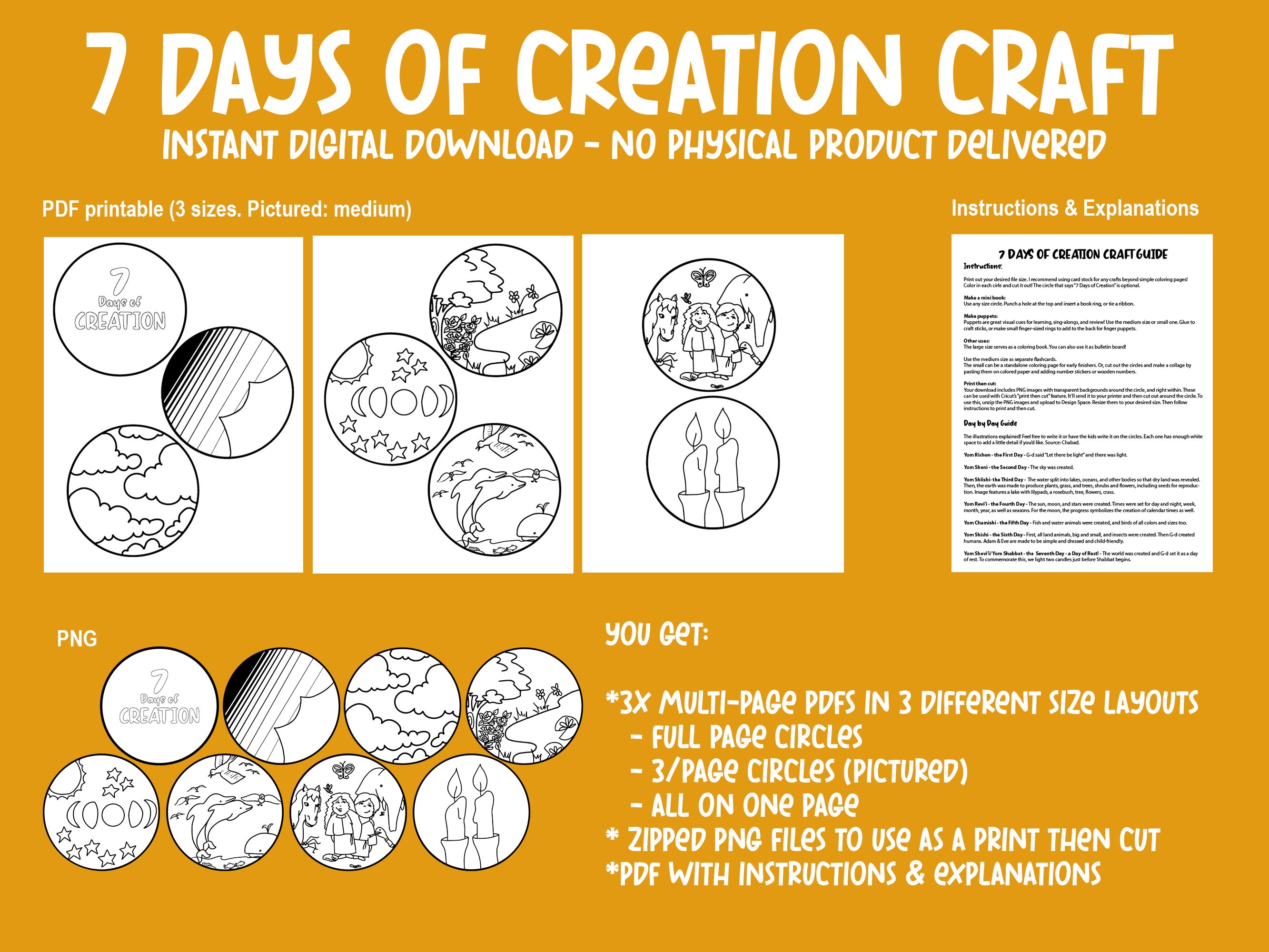7 Days of Creation Printable Crafts & Coloring Book for Parshat ...