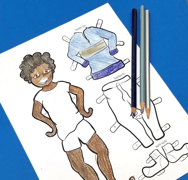Printable Paper Dolls for Winter Boy Coloring Pages Paper | Etsy