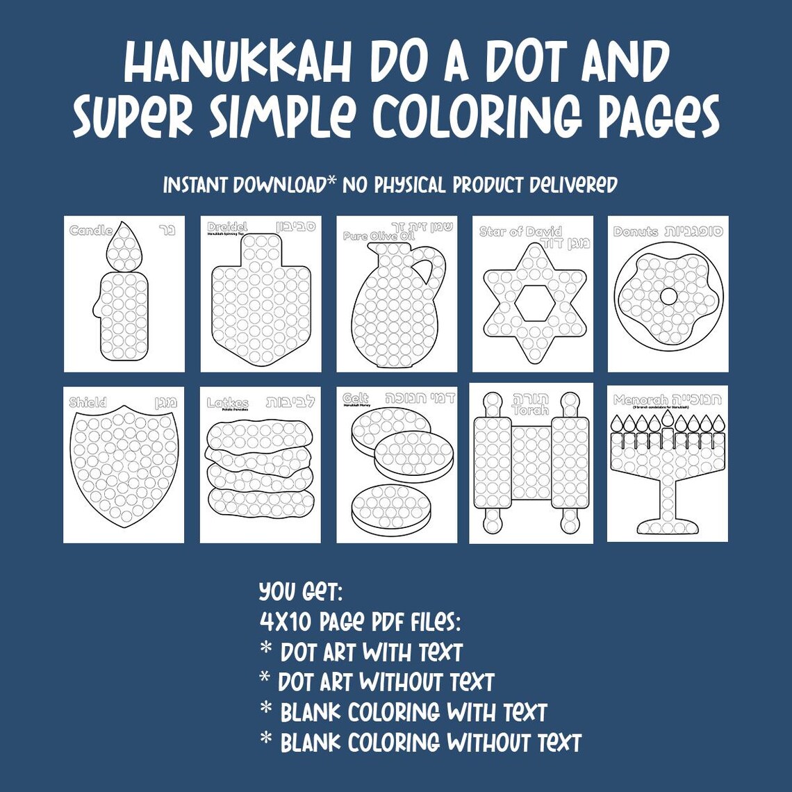 Hanukkah Coloring and Do a Dot Pages | Holiday Coloring Book | Hanukkah ...