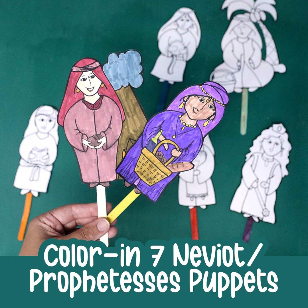 COLOR-IN 7 Neviot Prophetesses Puppets for Kids | Preschool and Kids ...