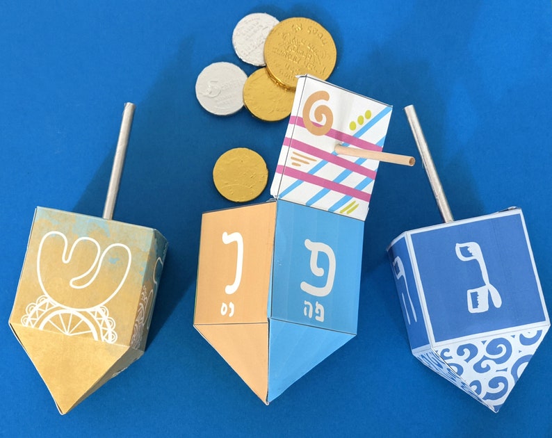 BUNDLE 3 Paper Dreidels Hanukkah Party Favors Printable Chanukah Treat ...