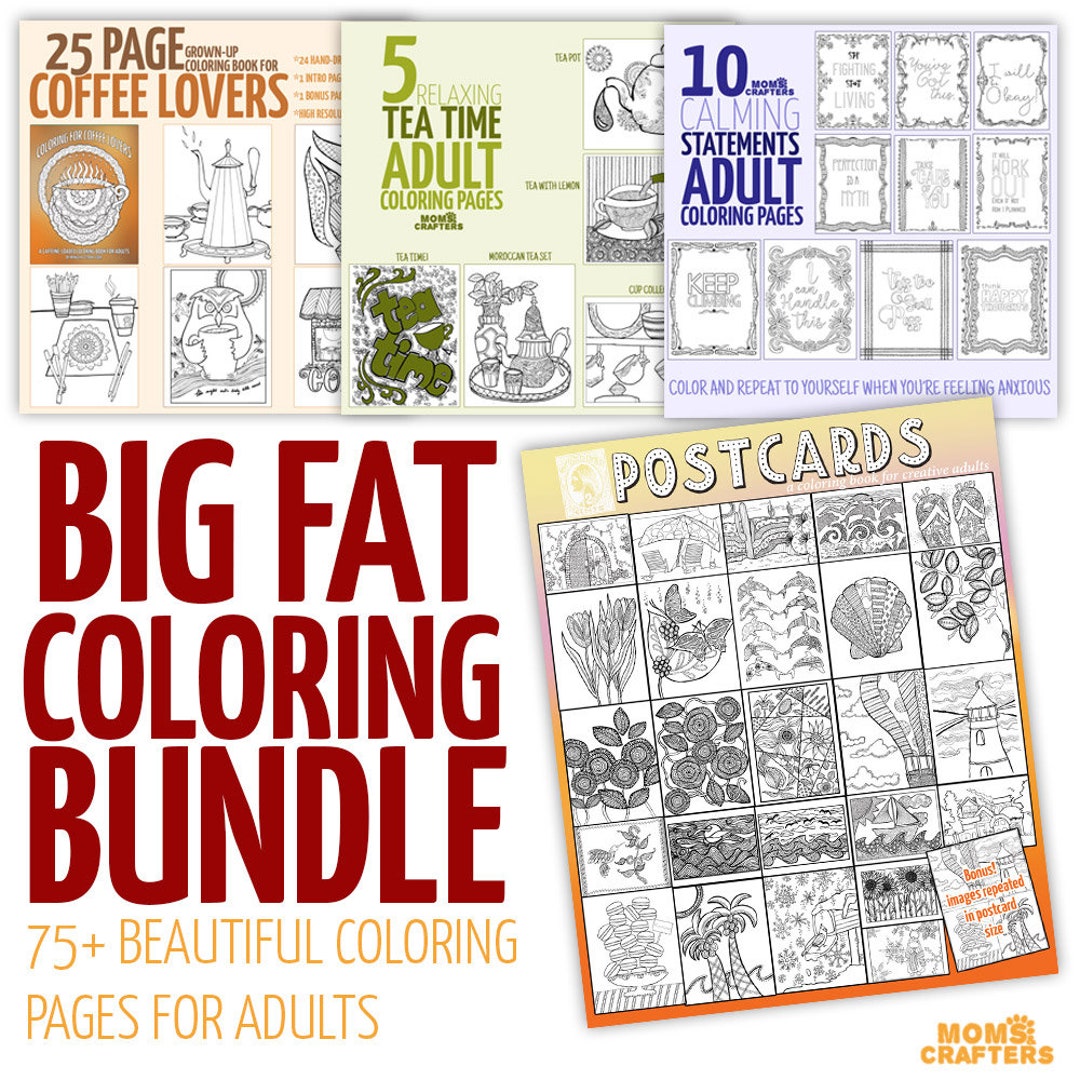 Adult Coloring Pages Over 75 Complex Coloring Pages for Adults HUGE ...
