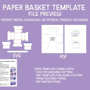 3D Paper Basket SVG and Hand Cut Template | Optional Decorative Panels ...