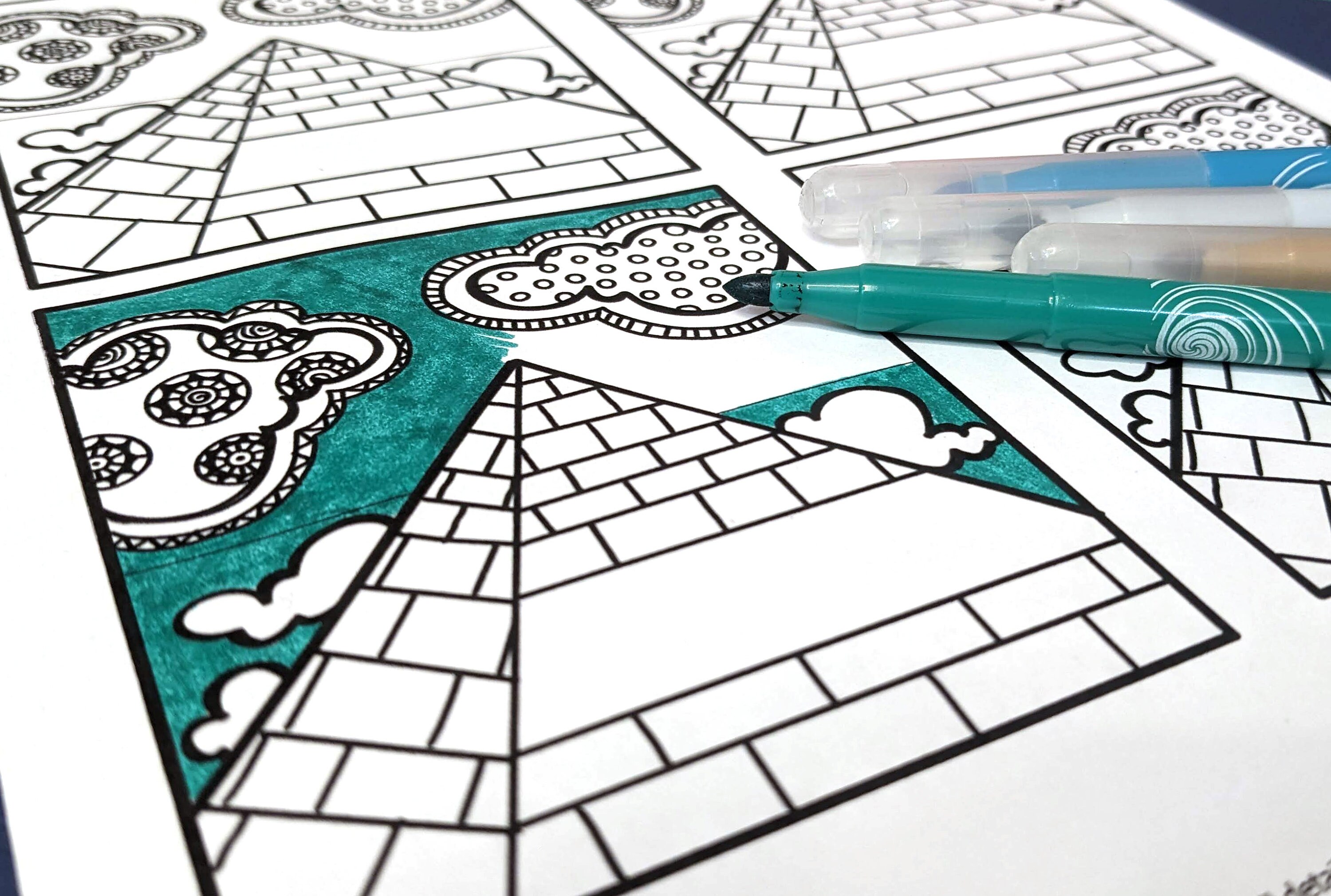 Color-in Printable Passover Name Cards Pyramids Kids Pesach Craft ...