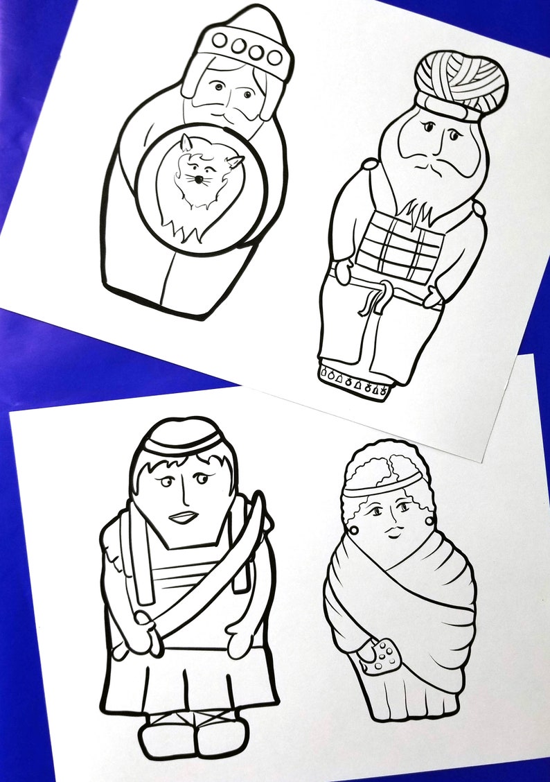 Hanukkah Craft for Kids - Puppets | Printable PDF COLOR-IN Coloring ...