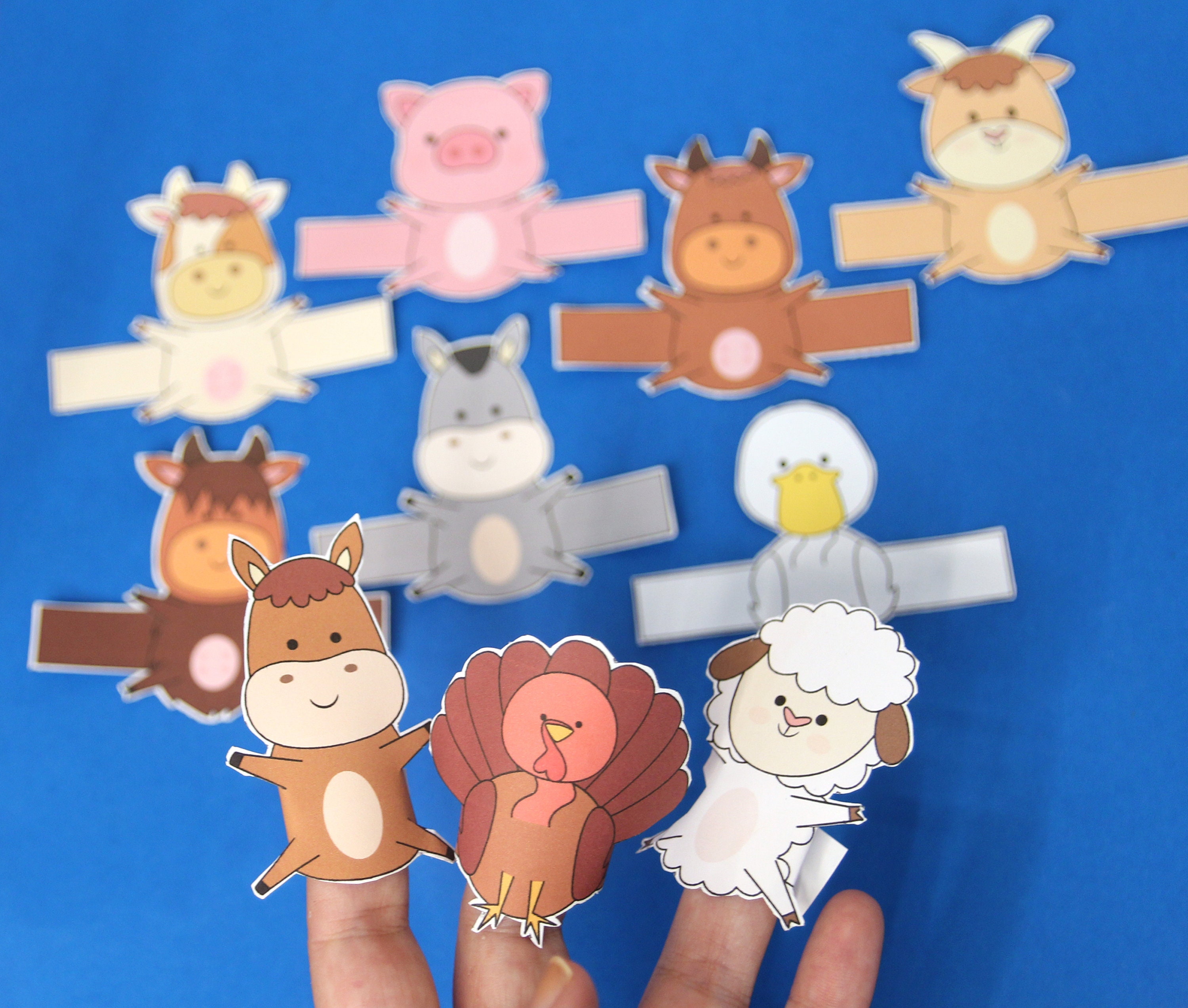 10 Farm Animal Finger Puppets - FULL COLOR Printable Paper Toys - Kids ...
