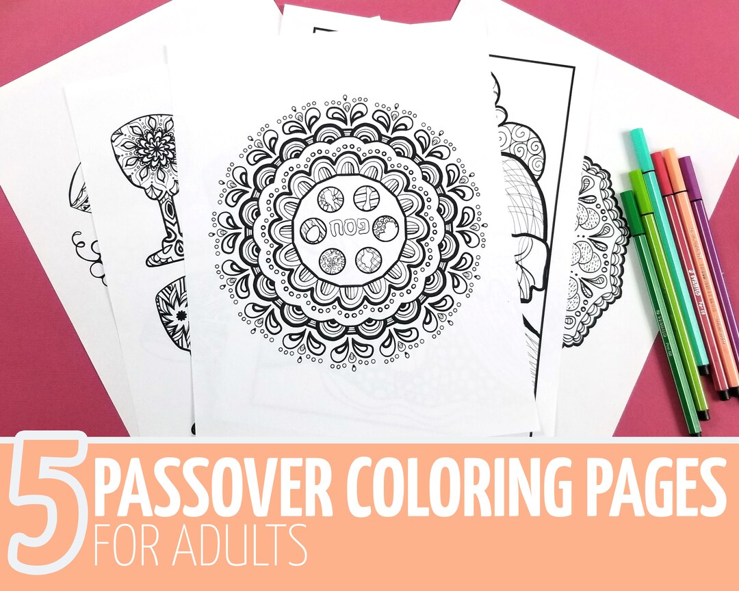 Passover Coloring Pages for Adults / Printable Pesach Jewish Holiday ...