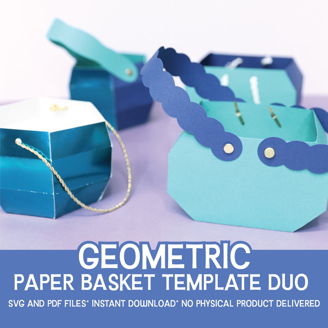BUNDLE Geometric Paper Basket Template Duo | 3D Paper Basket Svgs - DIY ...