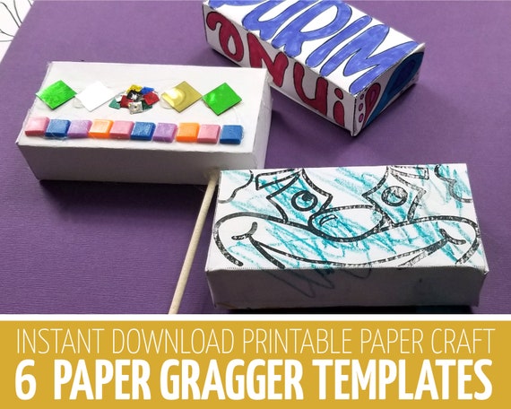 Purim Craft Template Paper Purim Groggers Paper Graggers | Etsy