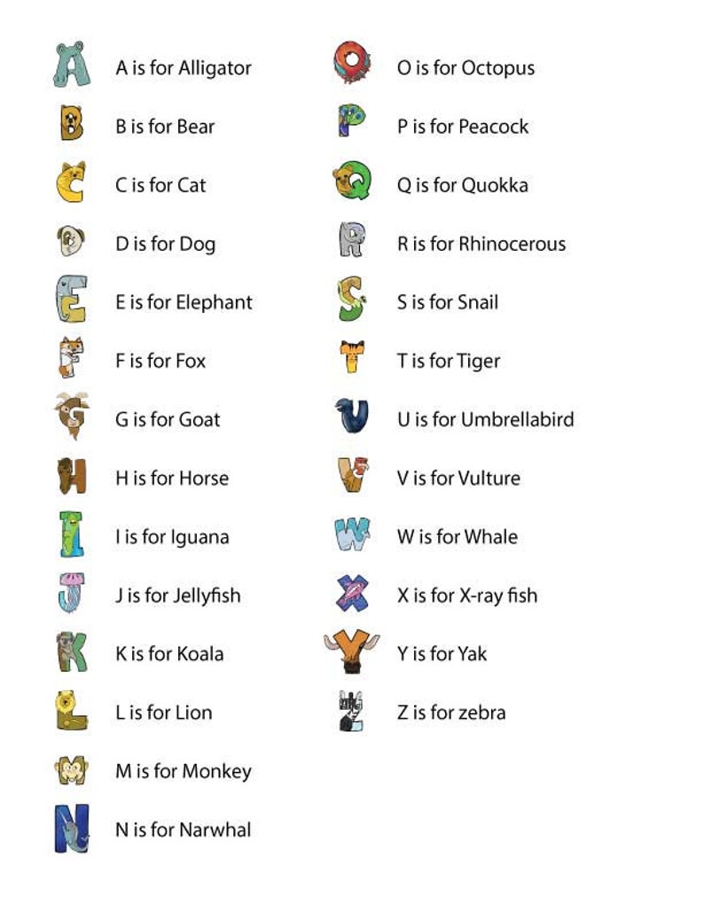 Alphabet Puppets Paper Toy Template Printable Animal ABC Animal Crafts ...