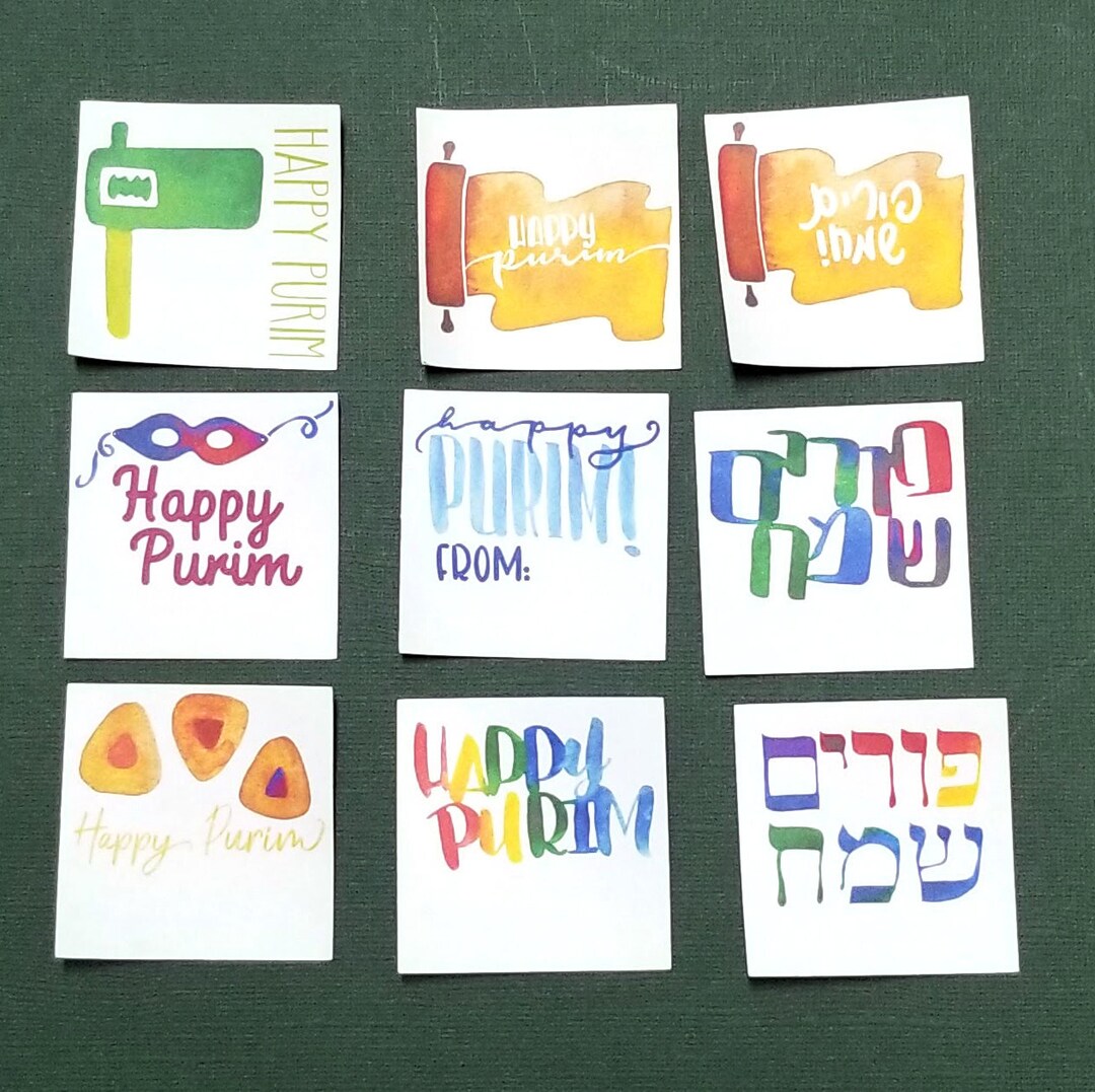 Purim Labels Bundle / Stickers for Mishloach Manot Bags / Watercolor ...