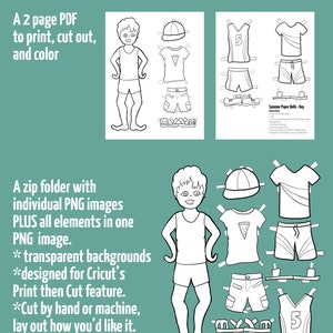 Printable Paper Dolls - Summer Boy | Summer Paper Craft Template and ...