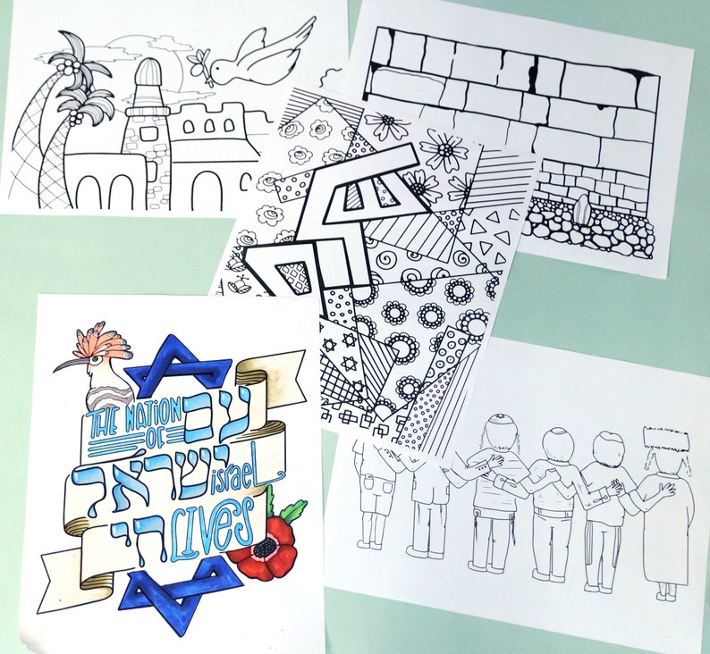Shalom Peace & Unity Coloring Pages for Adults Printable Israel and ...