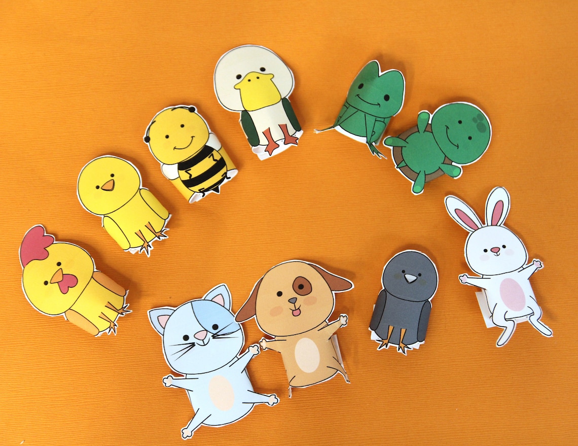 10 Pets & Friends Animal Finger Puppets - FULL COLOR Printable Paper ...