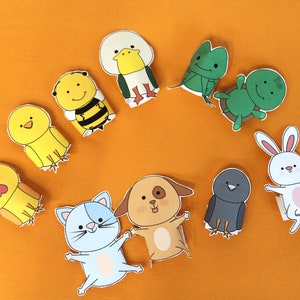 10 Pets & Friends Animal Finger Puppets - FULL COLOR Printable Paper ...