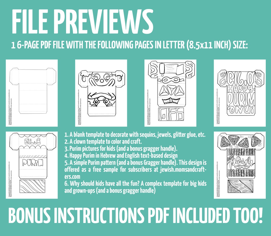 Purim Craft Template - Paper Purim Groggers - Paper Graggers and ...
