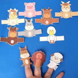10 Farm Animal Finger Puppets - FULL COLOR Printable Paper Toys - Kids ...
