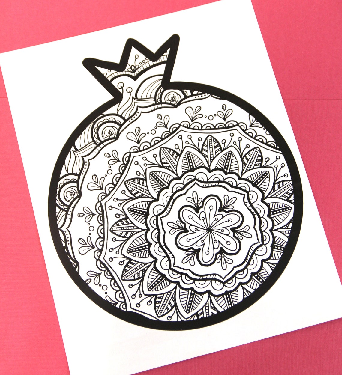 6 Pomegranate Coloring Pages for Adults | Printable Rosh Hashanah and ...