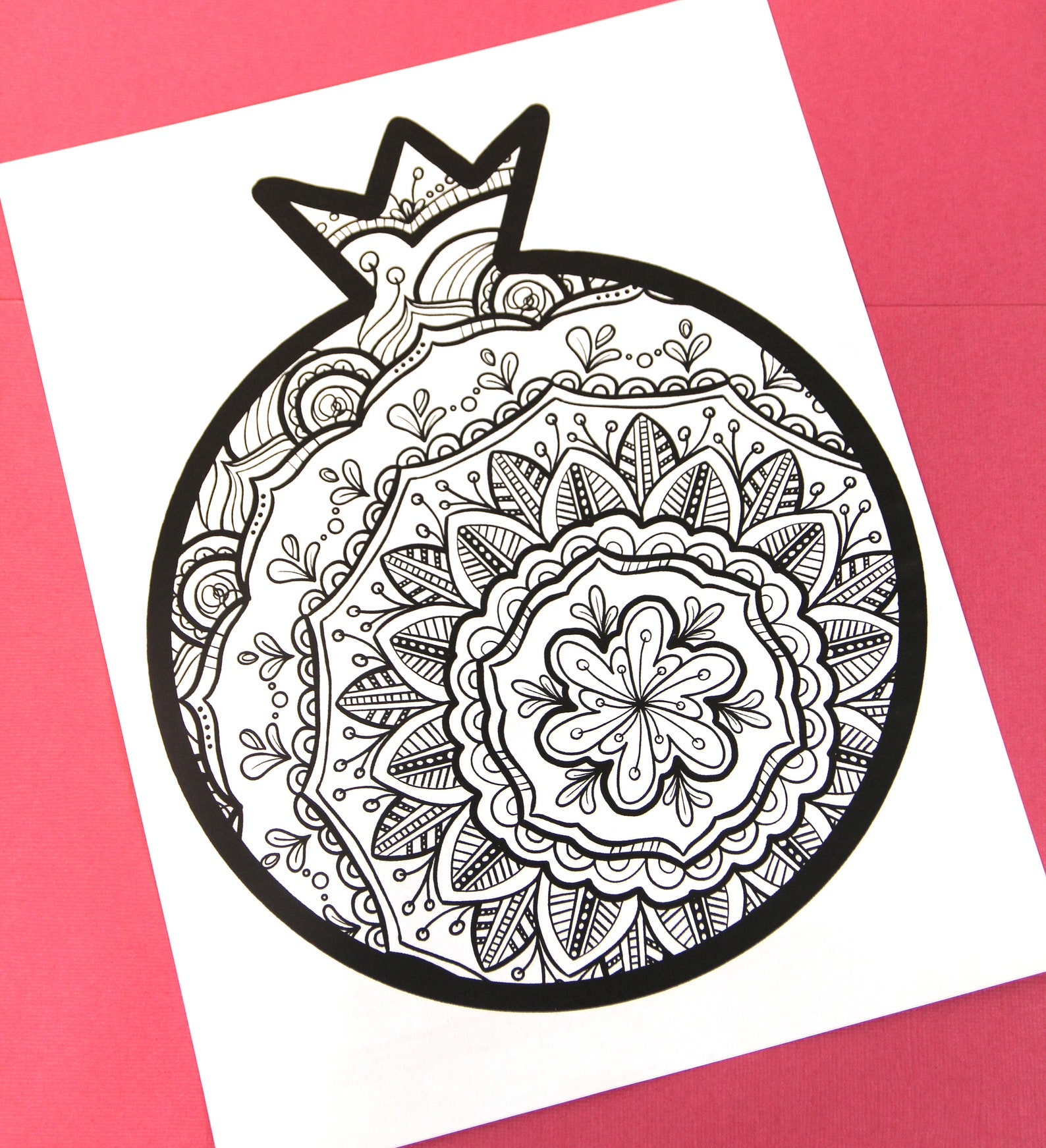 6 Pomegranate Coloring Pages for Adults | Printable Rosh Hashanah and ...