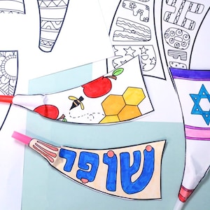 Rosh Hashanah Shofar Color & Craft | Jewish New Year Coloring Pages ...