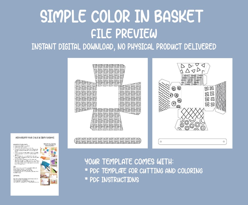 Color & Craft Basket Templates Printable Baskets for Easter or Purim ...