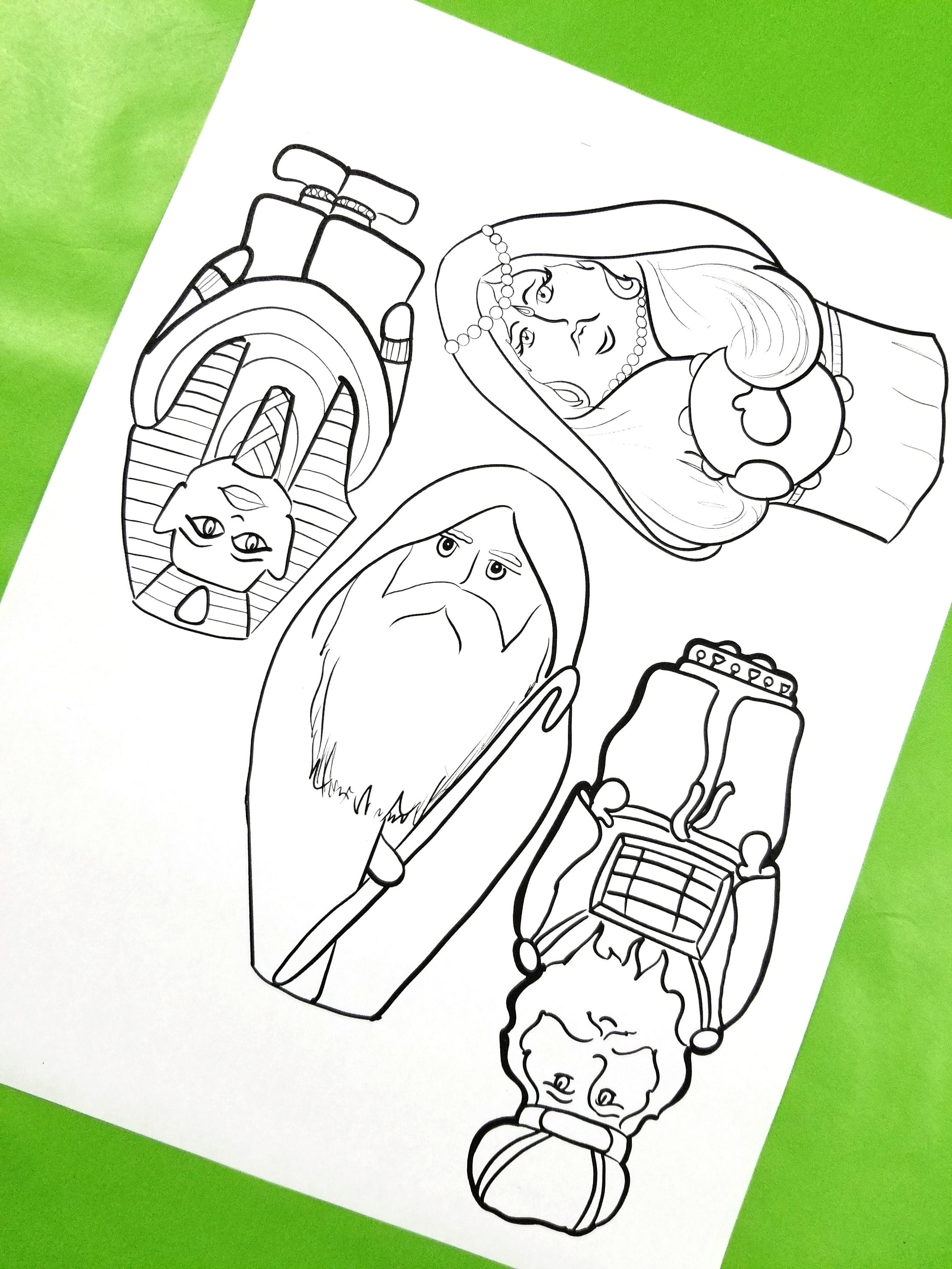 Passover Puppets PUPPETS Coloring Pages Duo - Printable Pesach ...