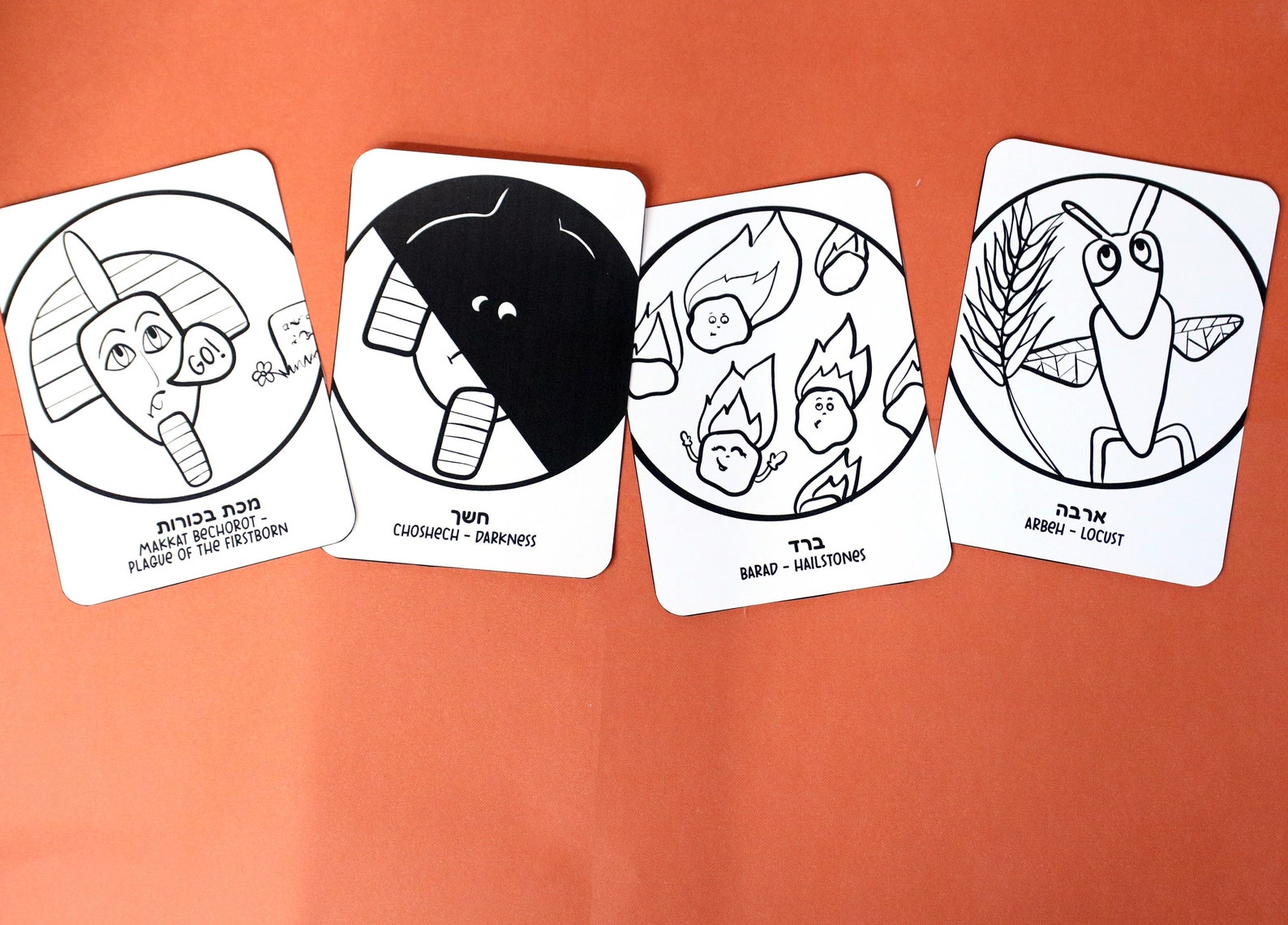 COLOR-IN Ten Plagues Flash Cards Passover Craft for - Etsy