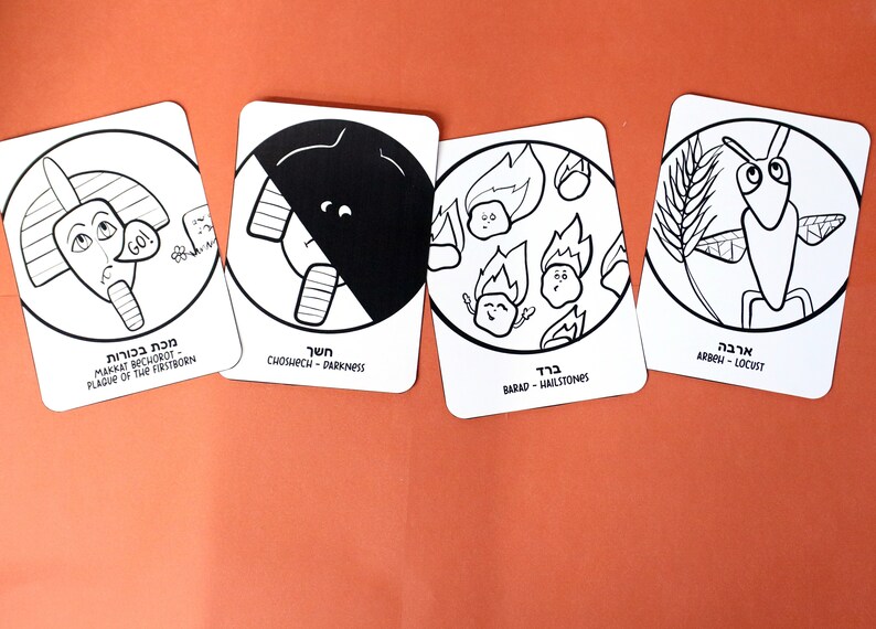 COLOR-IN Ten Plagues Flash Cards Passover Craft for - Etsy