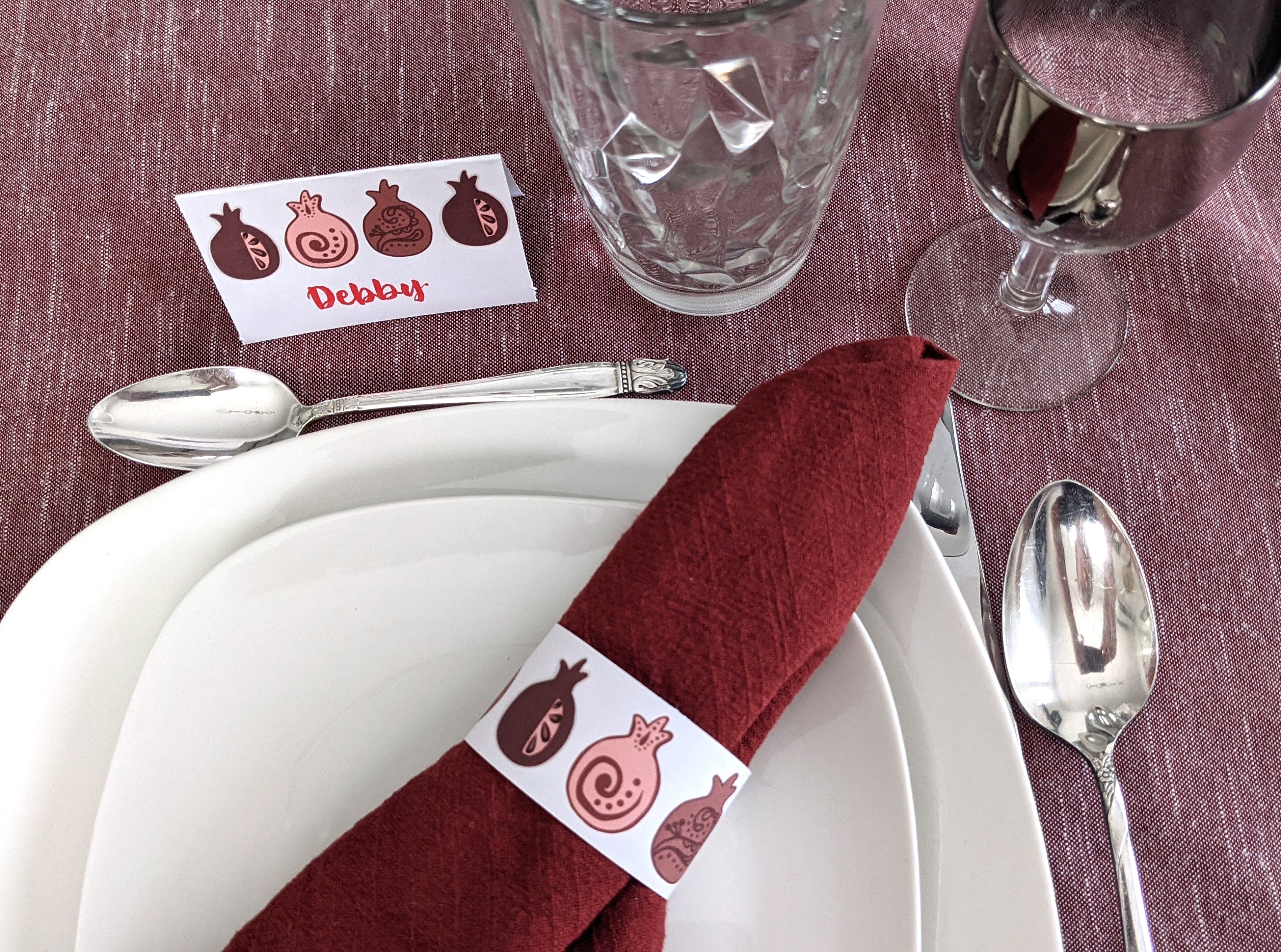 Rosh Hashanah Printable Table Decor Set Pomegranate Place - Etsy