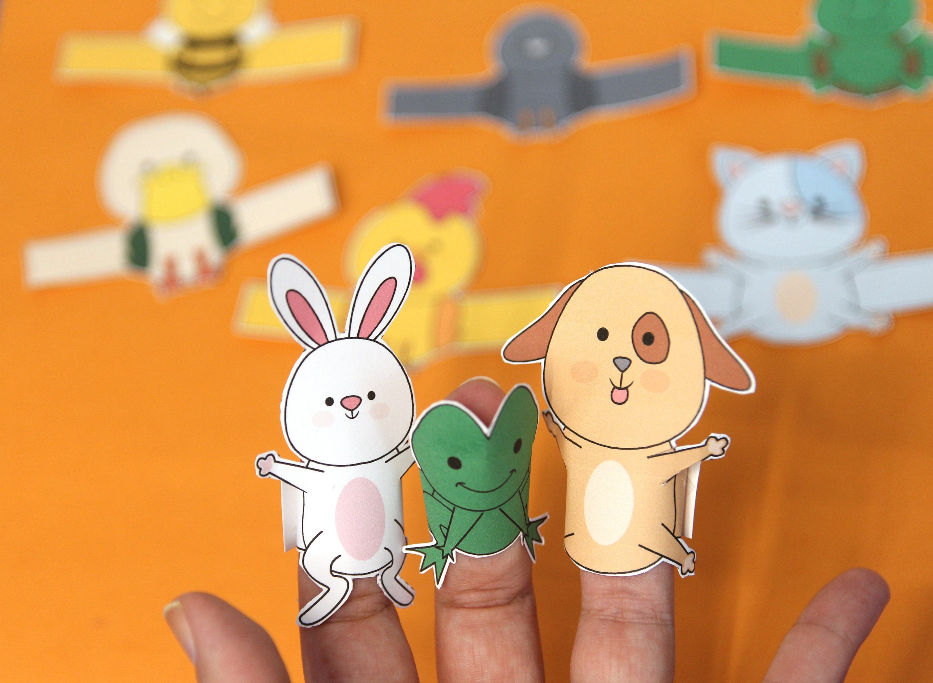 10 Pets & Friends Animal Finger Puppets FULL COLOR Printable Paper Toys ...