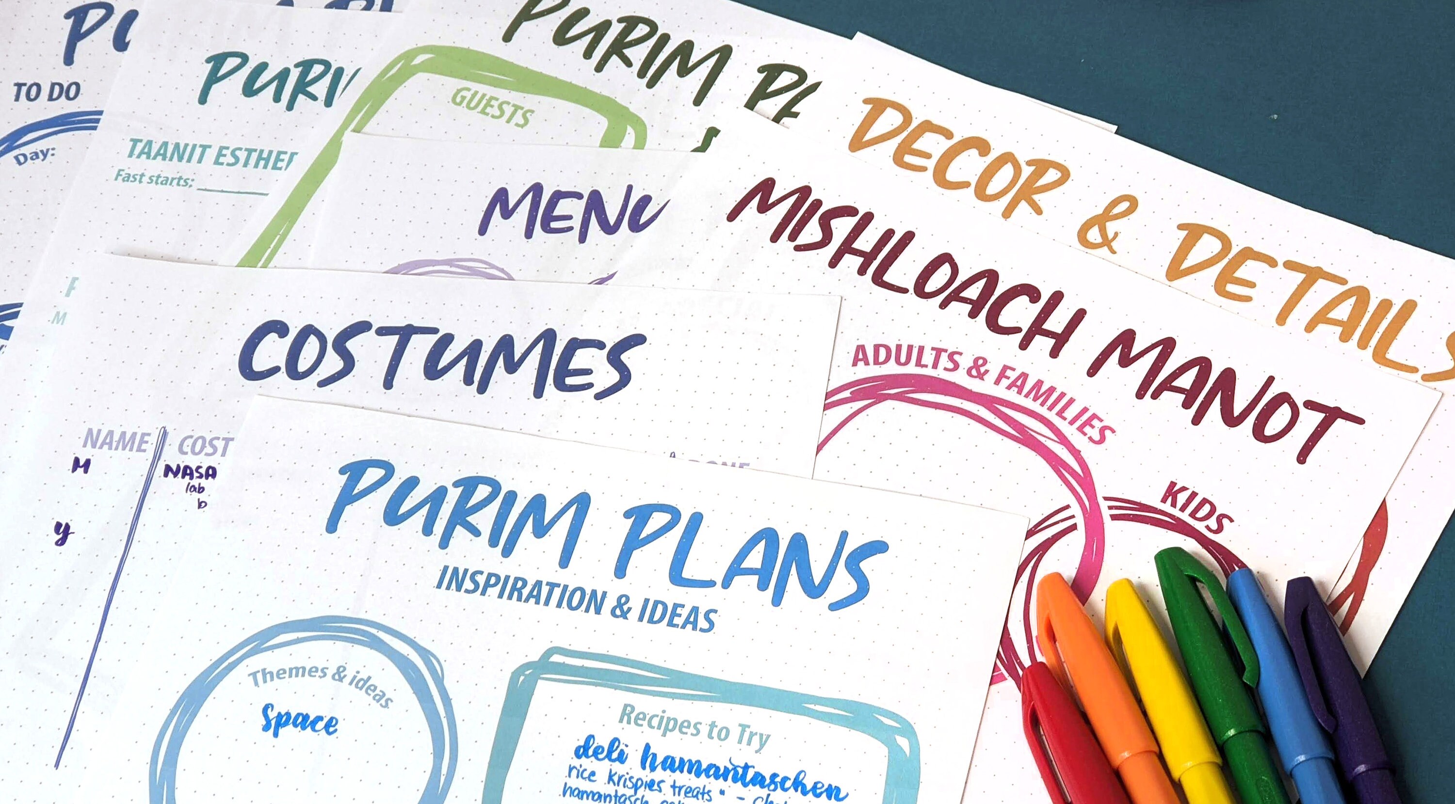 Purim Planner Printable Jewish Holiday Planner Inserts Dot Grid Purim ...