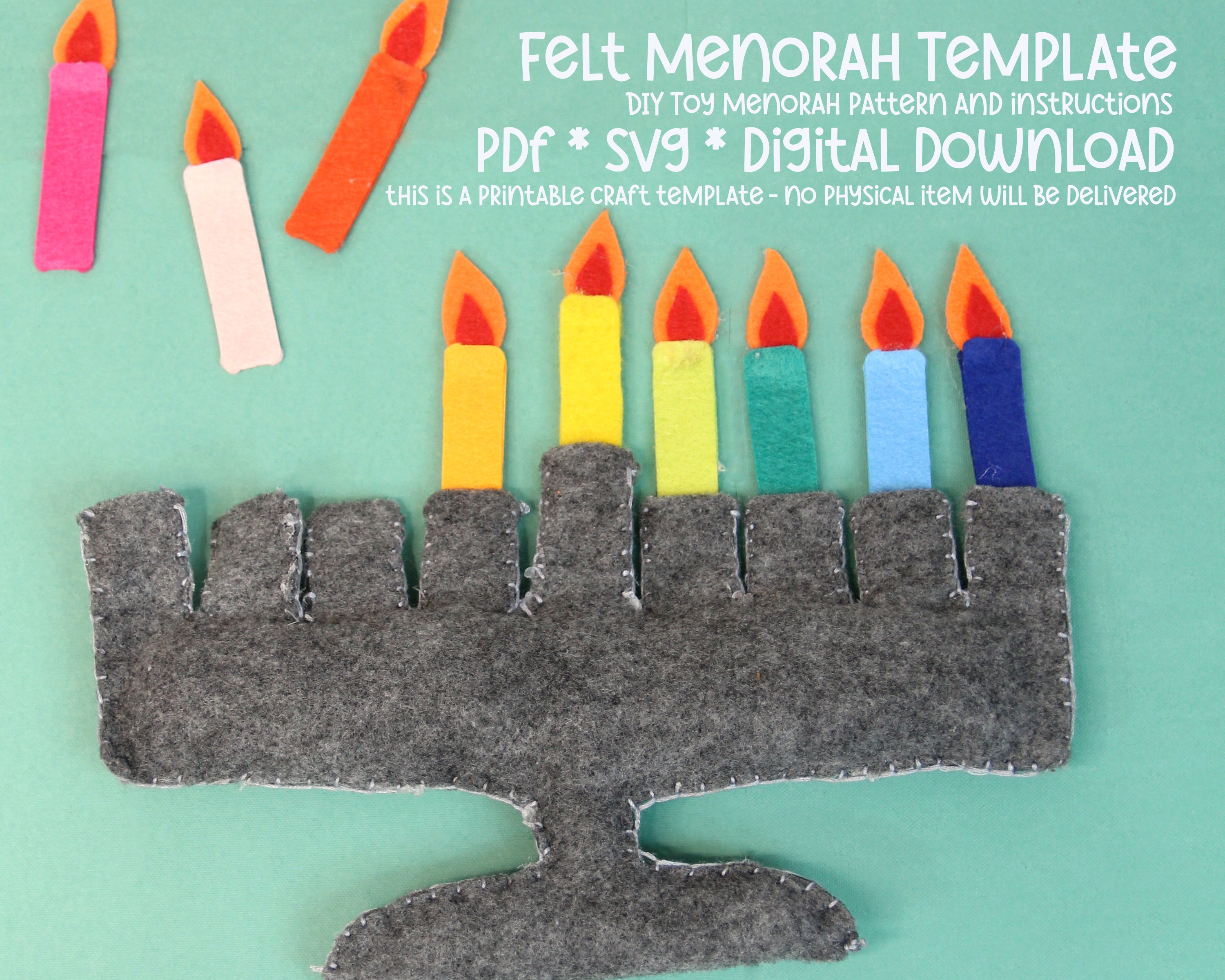 Felt Menorah Pattern | Sensory Toy or Quiet Book Page | Hanukkah Toy ...
