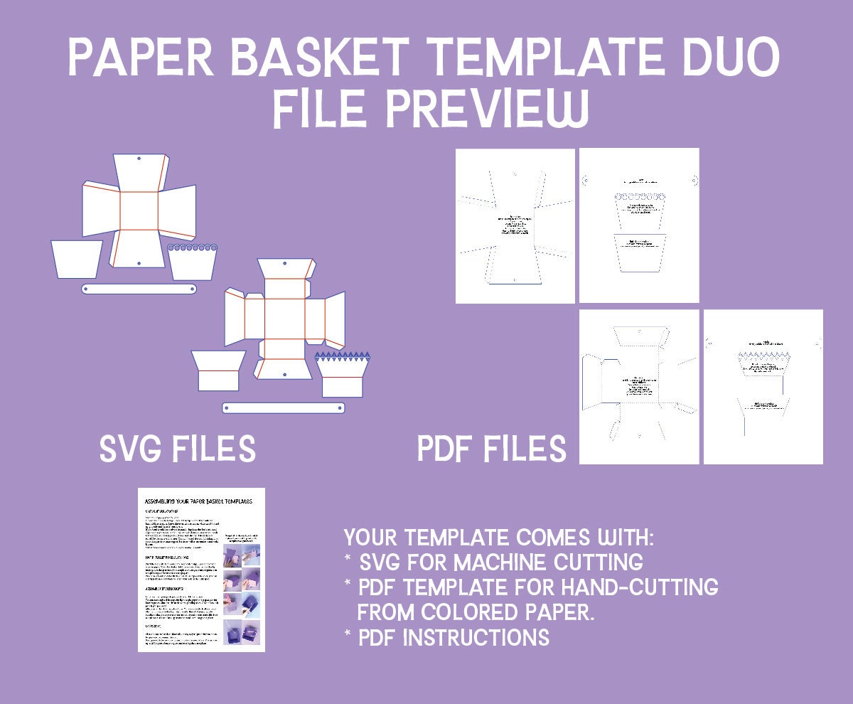 Paper Basket Template Duo | 3D Paper Basket Svgs With Optional ...