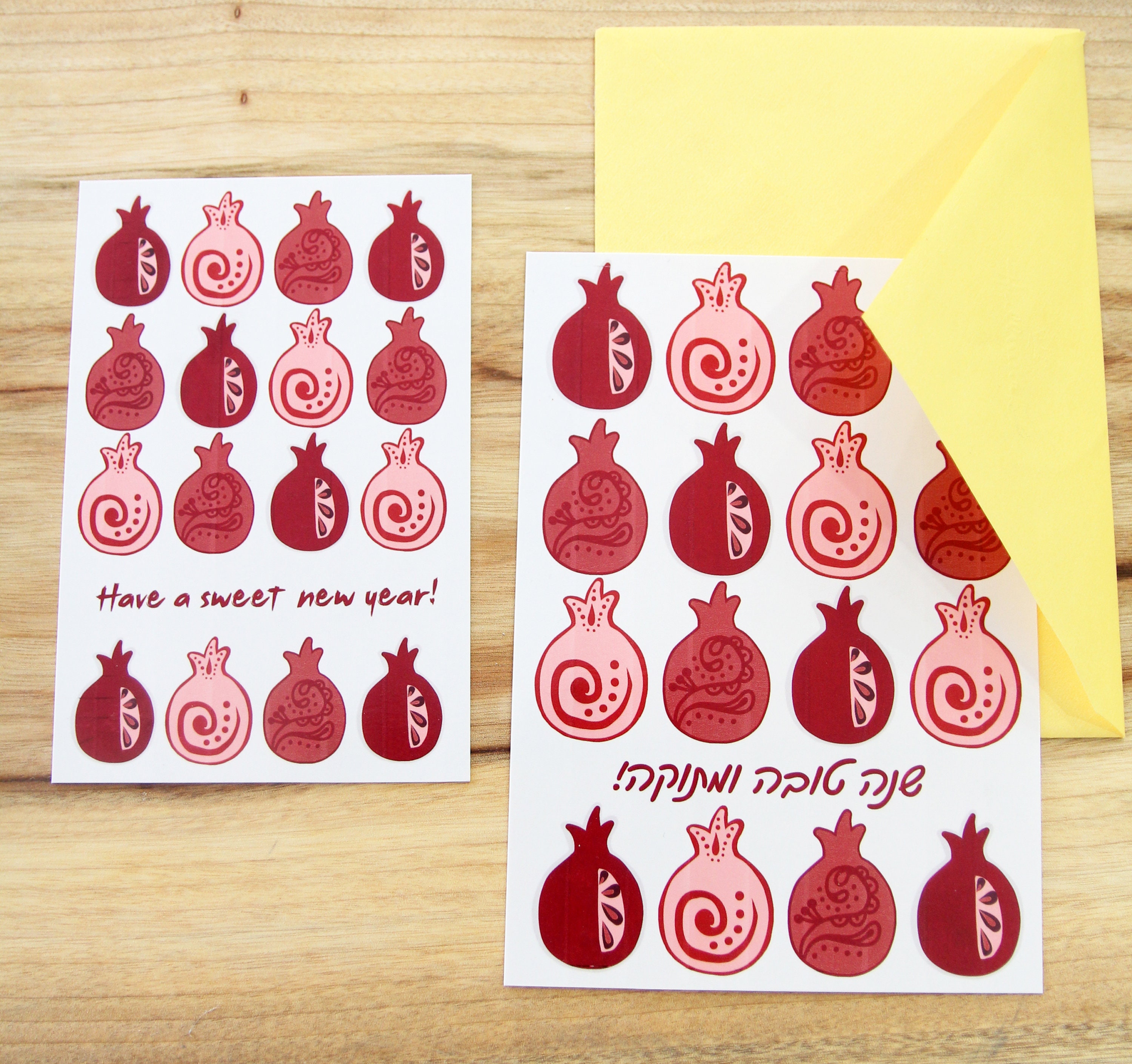 Printable Rosh Hashanah Cards Hebrew and English Shana Tovah Cards in ...