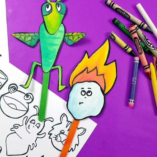 Farm Animal Stick Puppets Coloring Pages and Preschool Craft Old ...