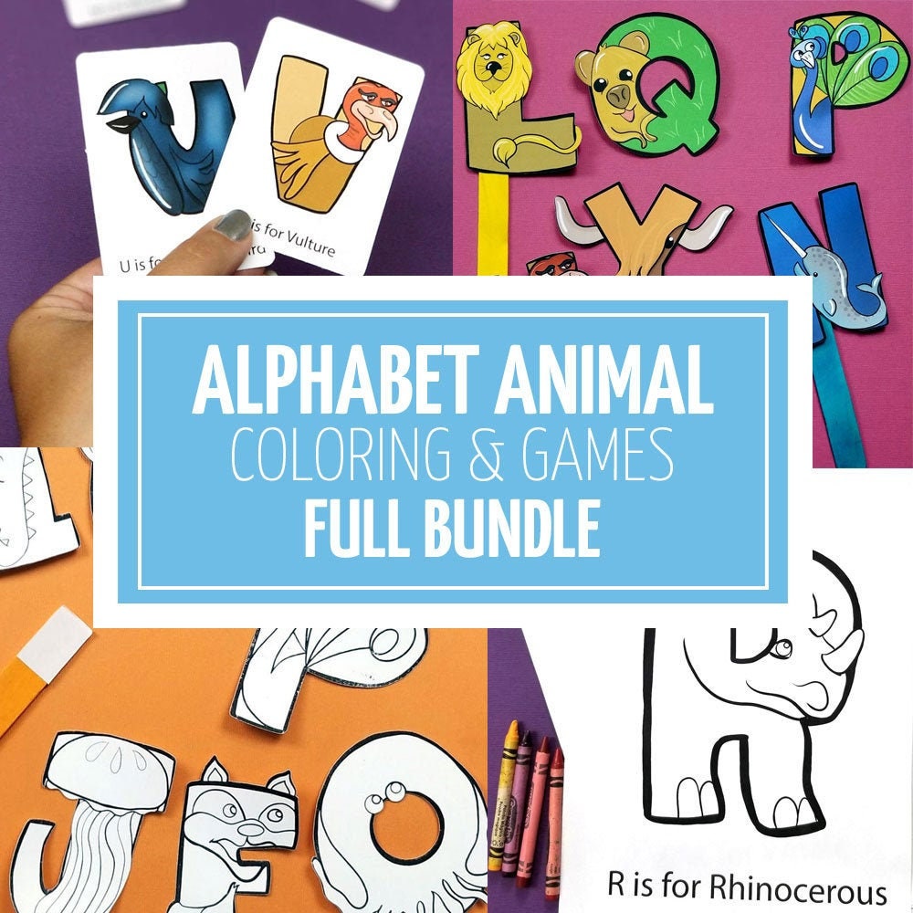 FULL BUNDLE Alphabet Animals Paper Toy and Craft Templates Animal Games ...