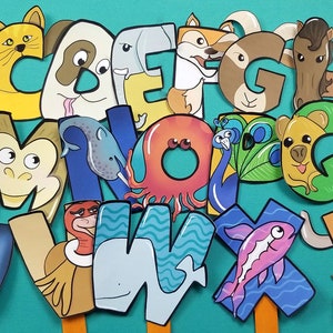 Alphabet Puppets Paper Toy Template - Printable Animal ABC - Animal ...