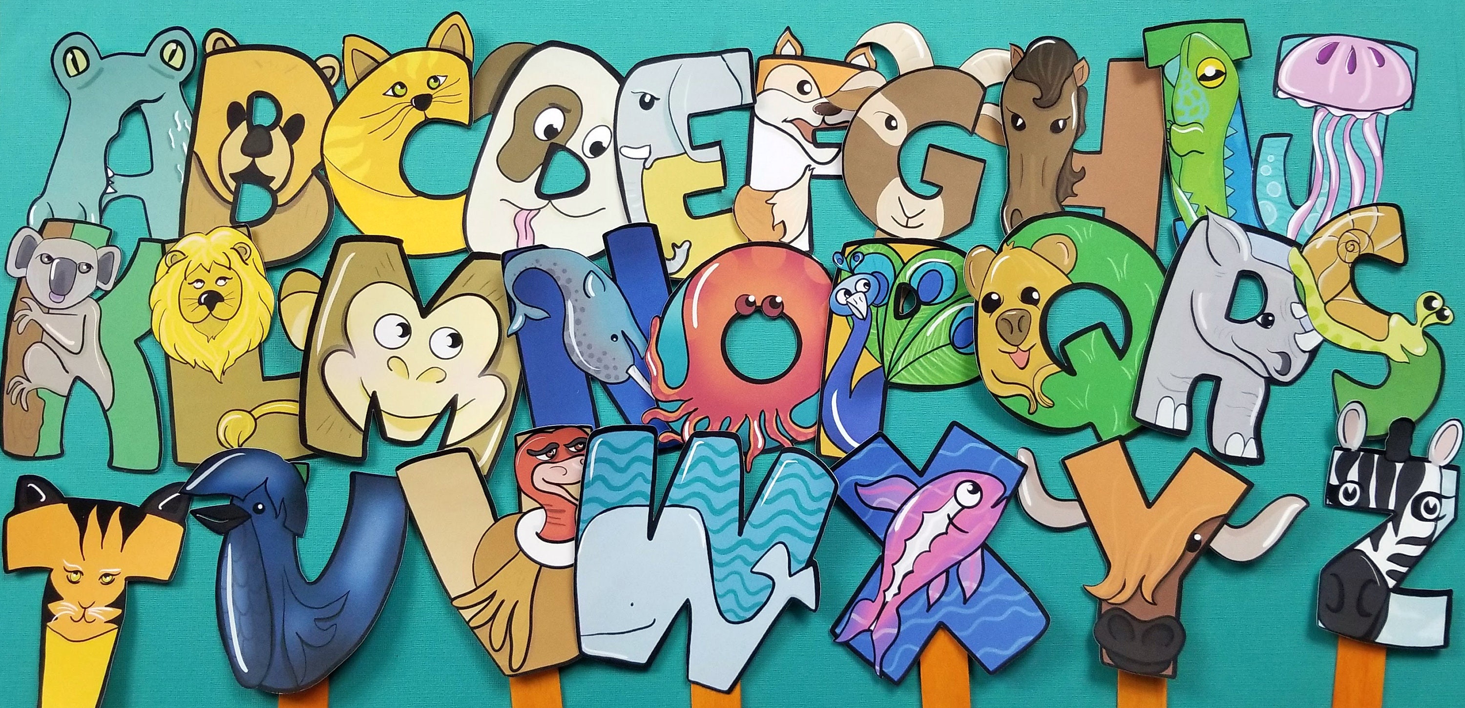 Alphabet Puppets Paper Toy Template Printable Animal ABC Animal Crafts ...