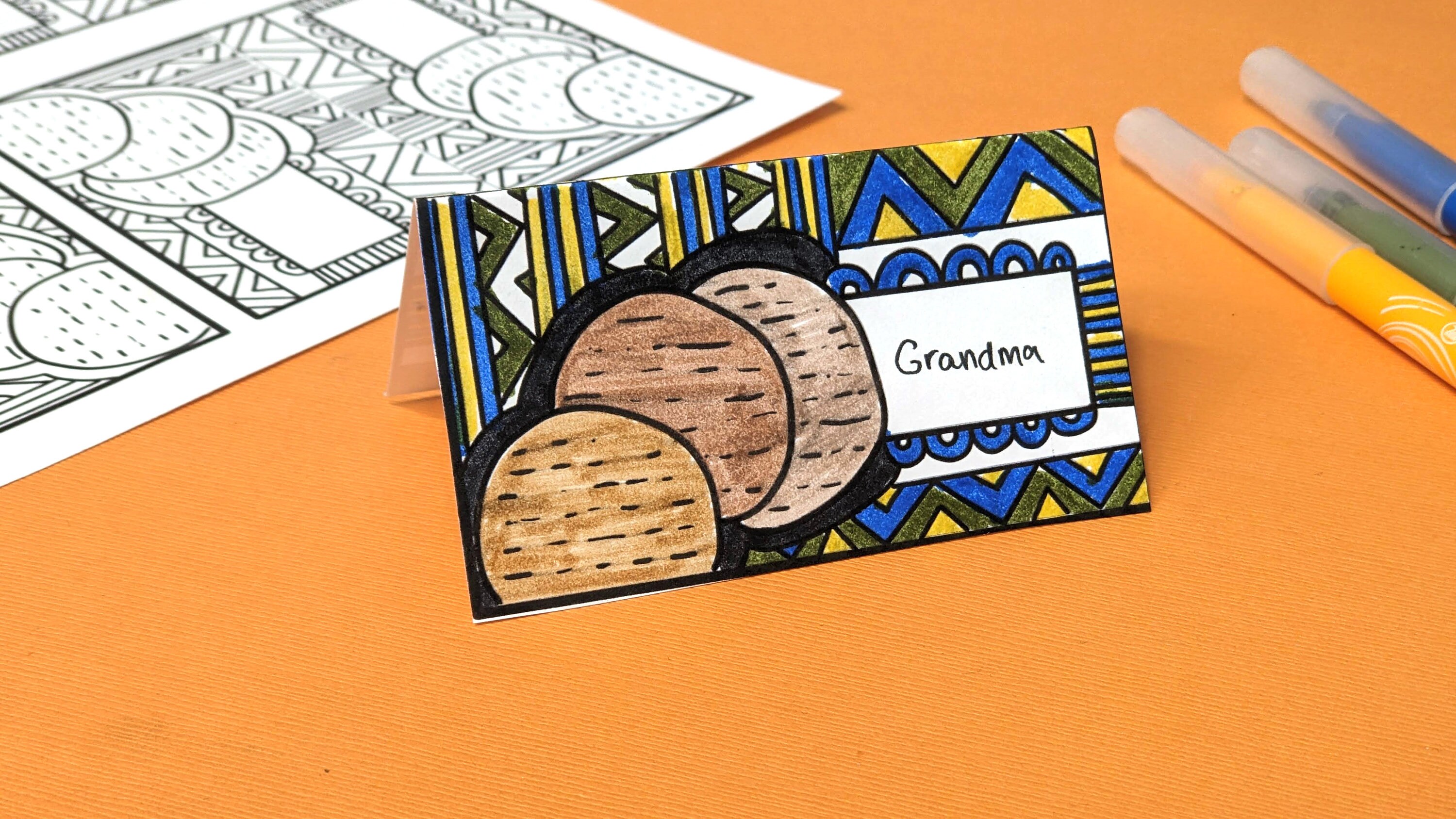 Color-in Printable Passover Name Cards Matzah Kids Pesach Craft ...