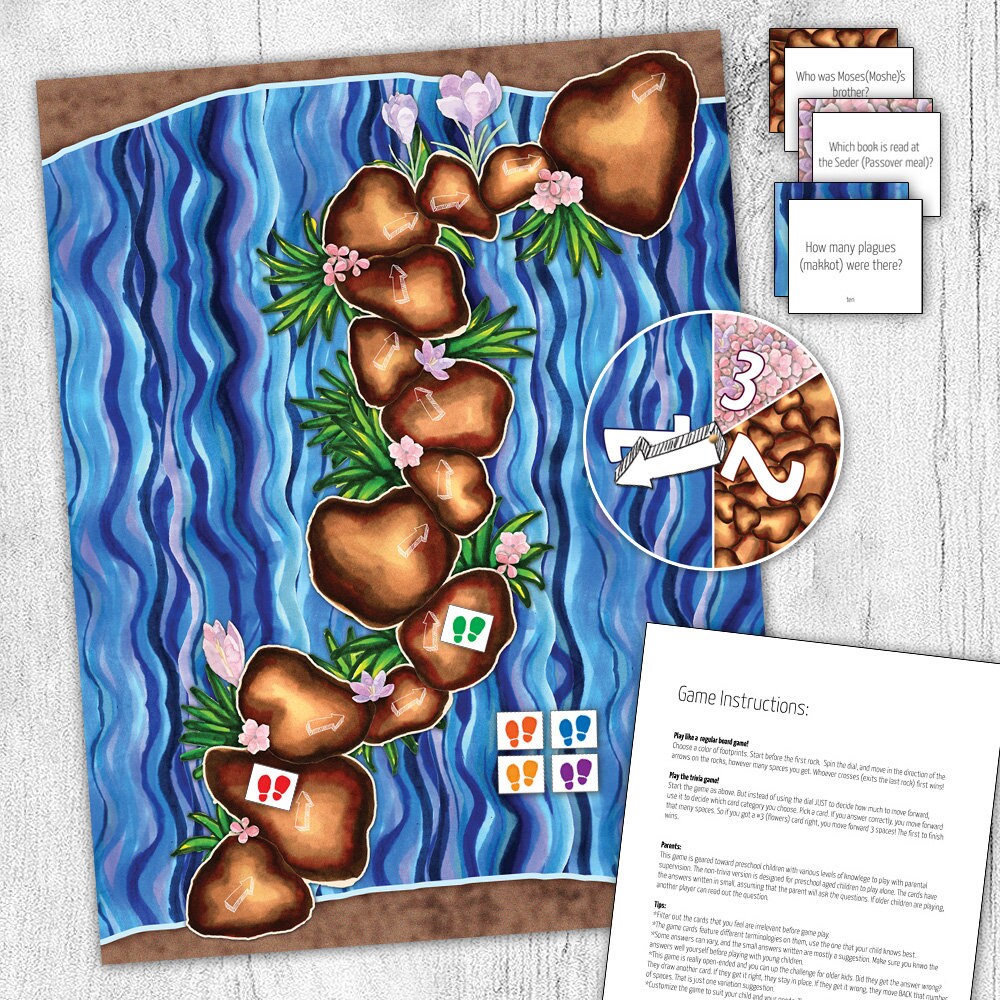 Passover Game for Kids Splitting the Sea Bible Board Game and Spinner ...