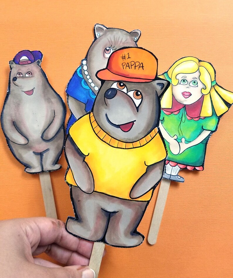 Goldilocks and the Three Bears Puppets - FULL COLOR Printable Paper ...